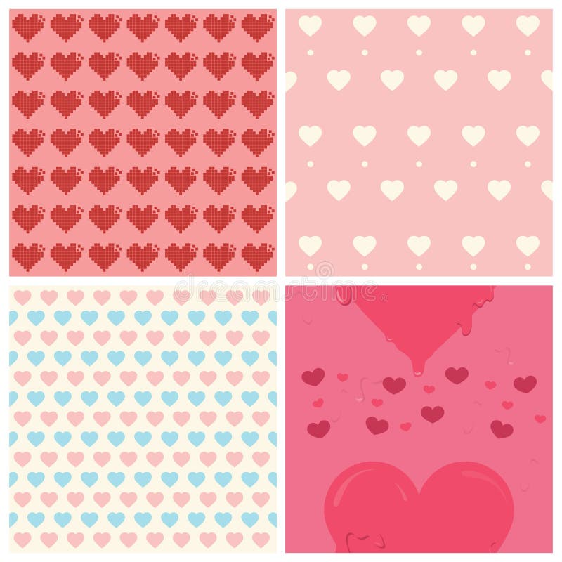 Seamless Heart Patterns Collection. Vector Illustration Decorative ...