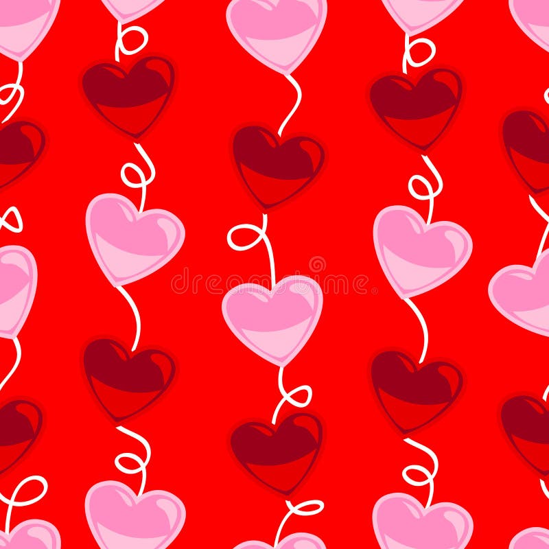 Seamless Heart Shape Pattern Over Red Stock Vector - Illustration of ...