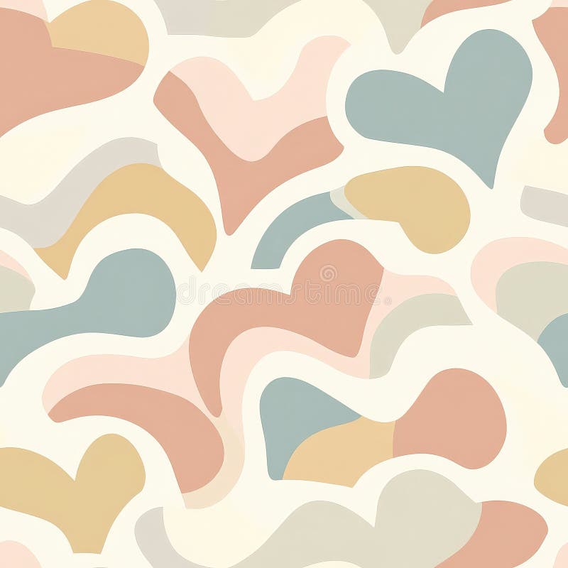 A Seamless Heart Wave Pattern, Where Hearts Flow in Curved, Wave-like ...