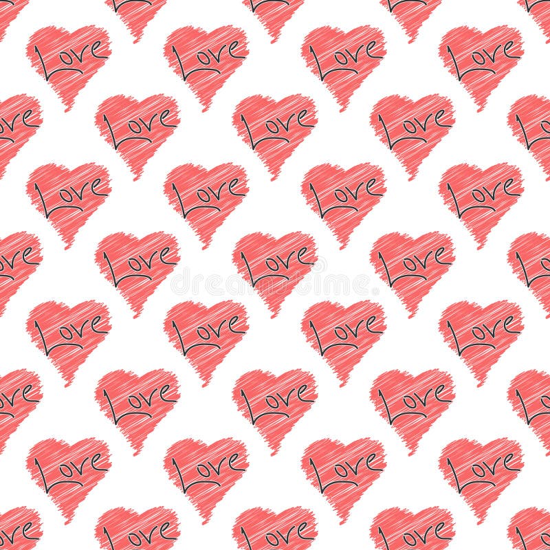 Seamless Heart and Word LOVE Pattern for Texture, Textiles, Packaging ...