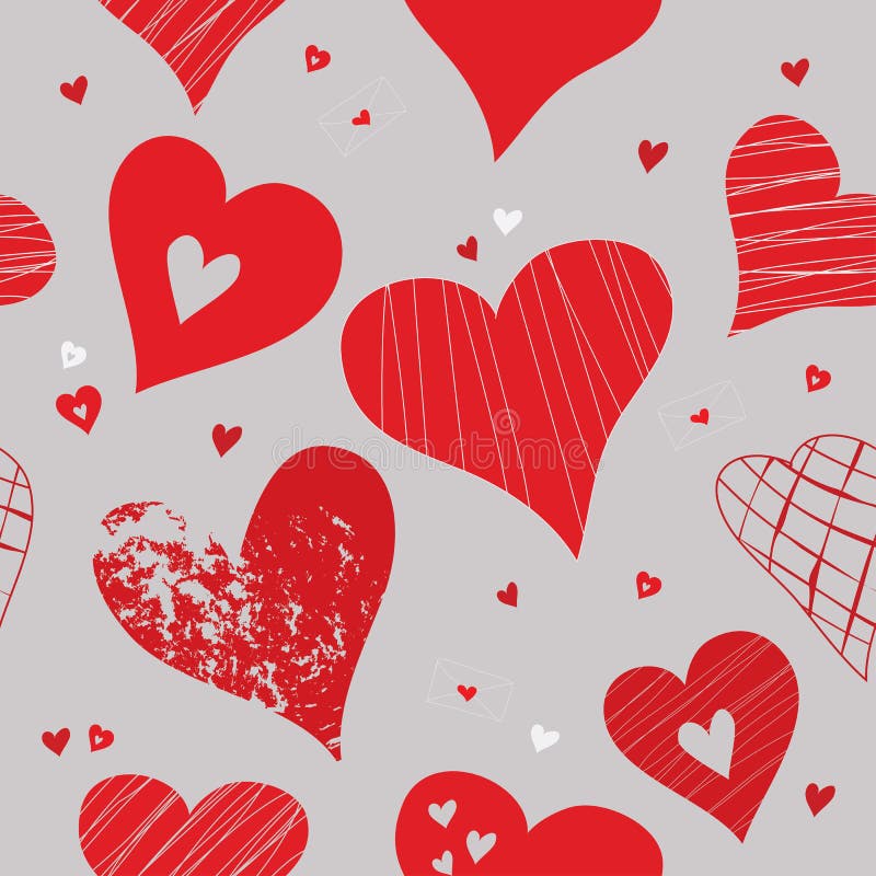 Seamless Hearts Background. Stock Vector - Illustration of cover, text ...
