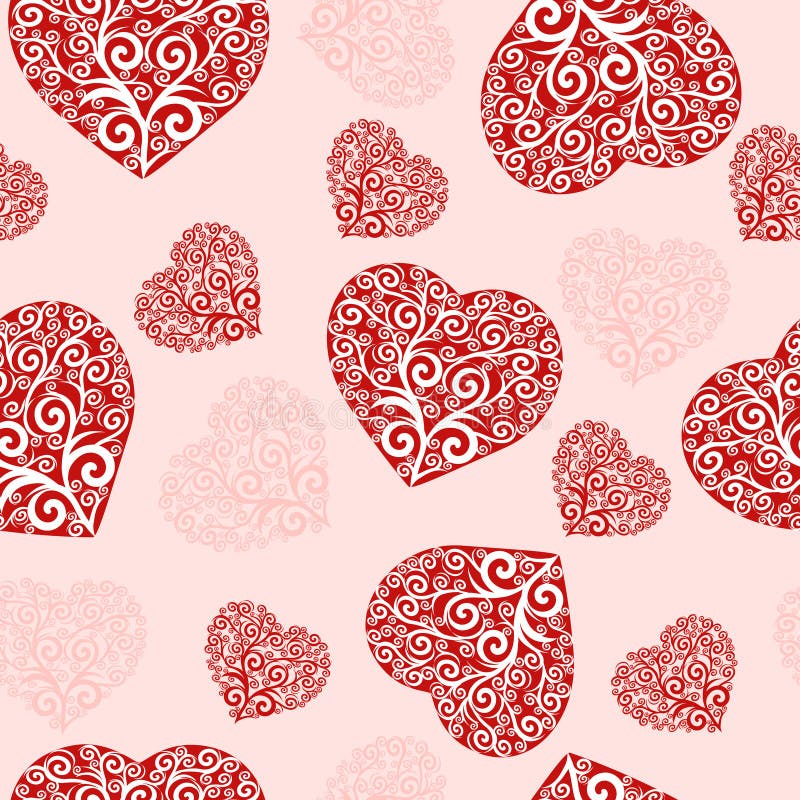 Floral Heart Seamless Pattern Stock Vector - Illustration of color ...