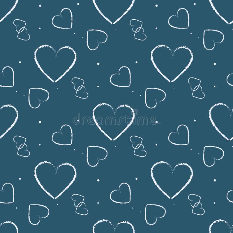 Seamless Hearts Polka Dot Pattern with Retro Texture Stock Illustration ...