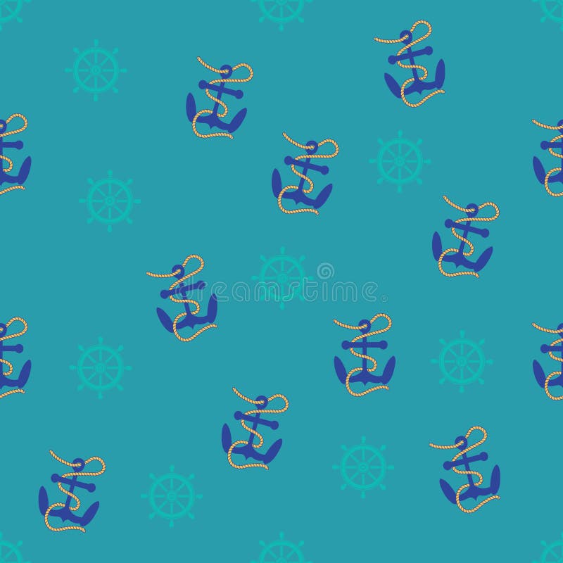 Seamless of Helm, Rope and Anchor Stock Vector - Illustration of helm ...