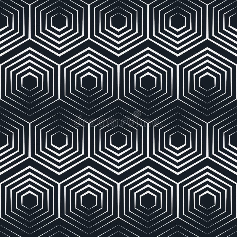 Seamless Hexagon Monochrome Pattern, Repeating Geometric Texture ...