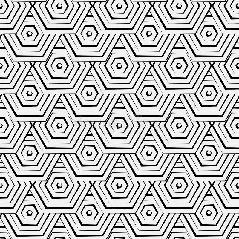 Seamless Hexagon Monochrome Pattern, Repeating Geometric Texture ...