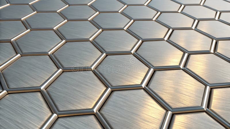 Seamless Hexagonal Mesh with Shiny Metallic Effect Stock Image - Image ...