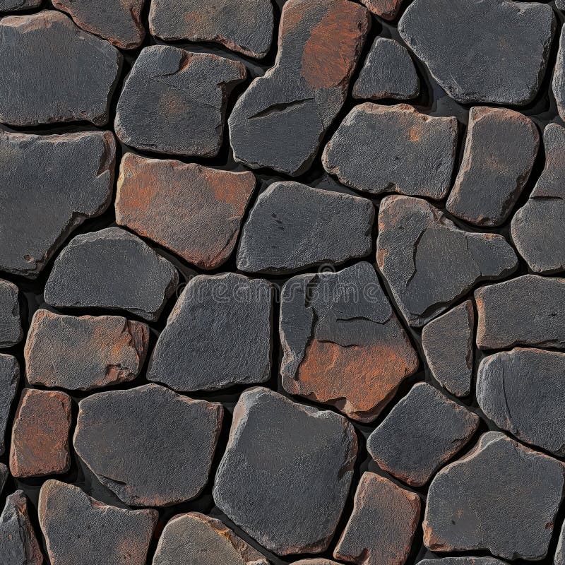 Dark Gray Rust Cobblestone Stone Wall Texture Background AI Generated ...