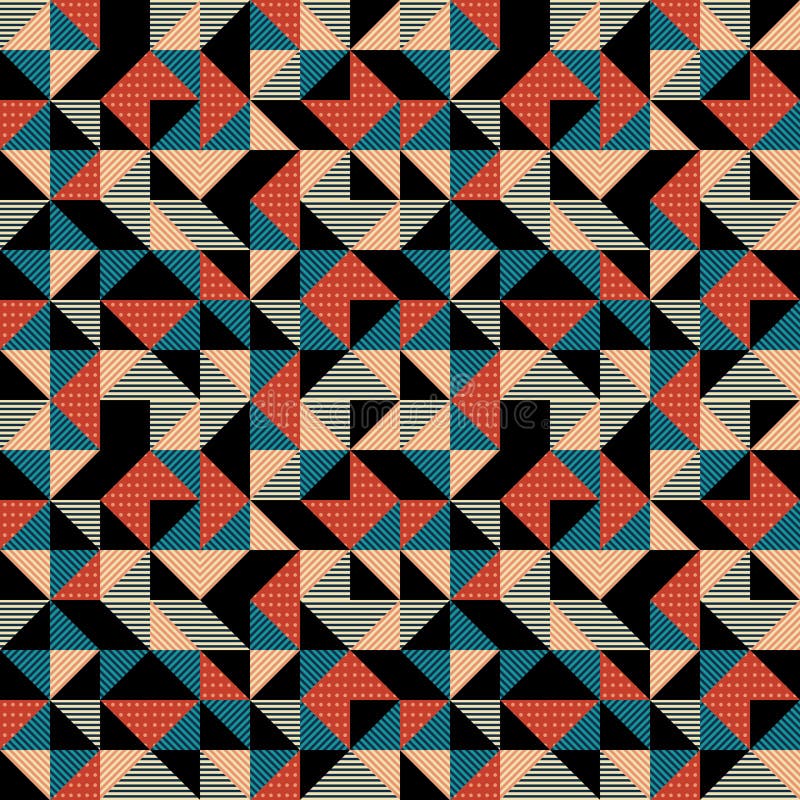 Seamless Hipster Geometric Pattern with Triangle Abstract Memphis ...