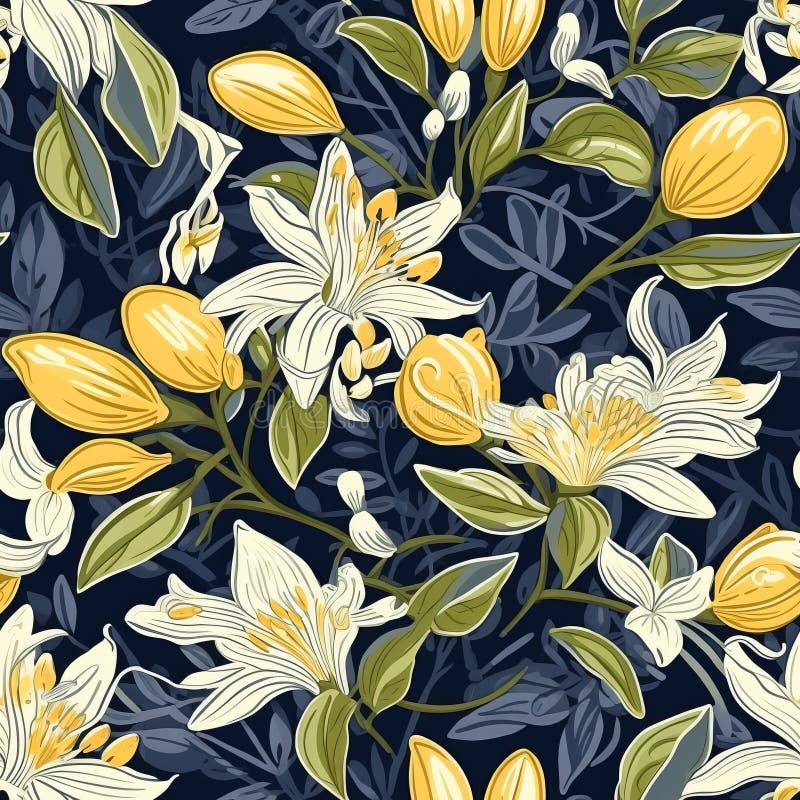 Seamless Honeysuckle Vector Pattern for Stunning Designs Stock ...