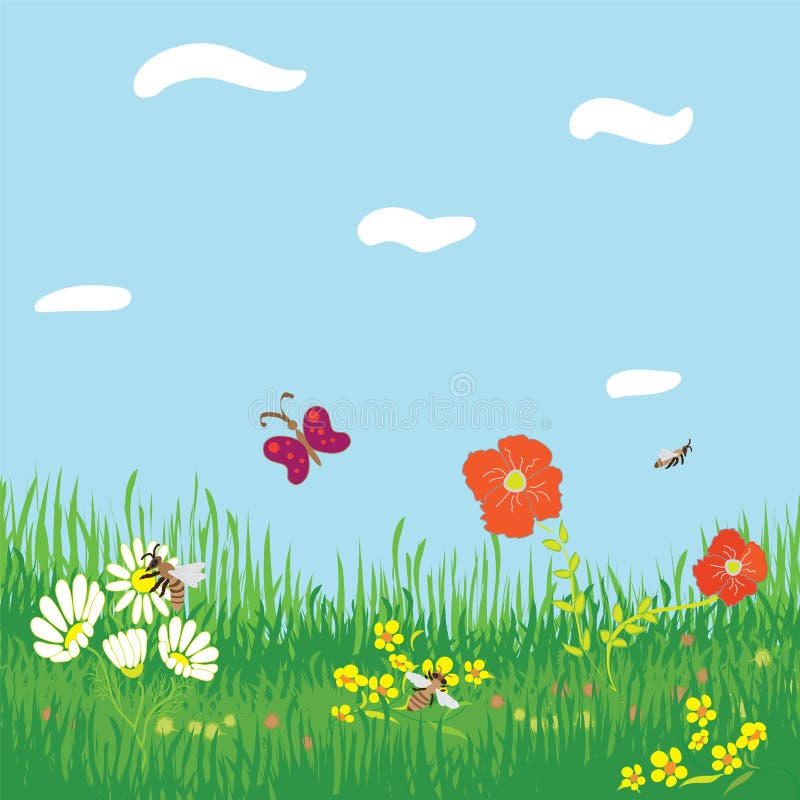 Horizontal Cartoon Flower Border Stock Vector - Illustration of summer ...