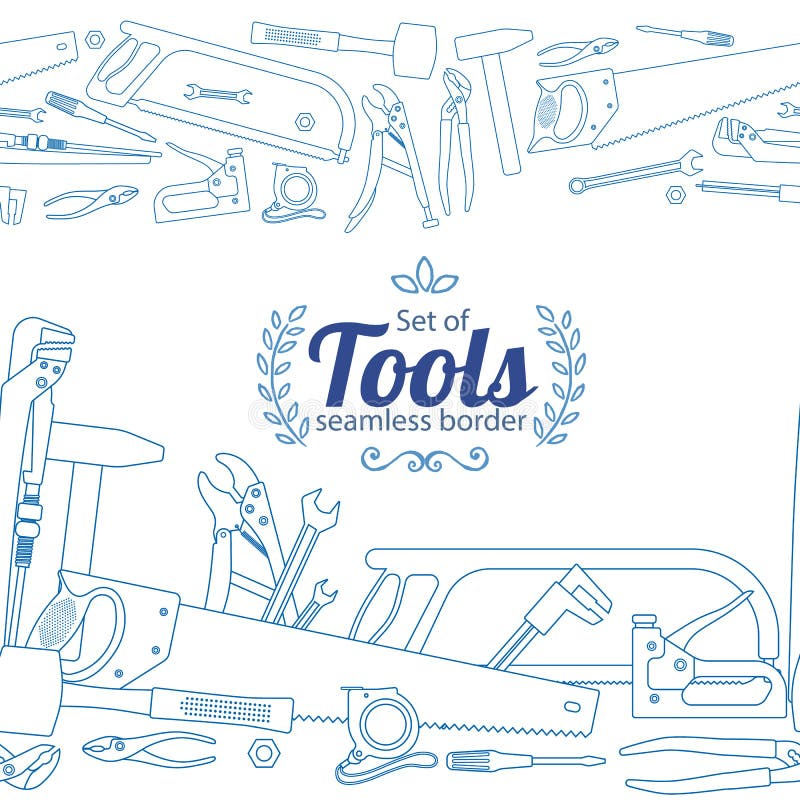 Seamless Horizontal Borders of Repair Tools Stock Vector - Illustration ...