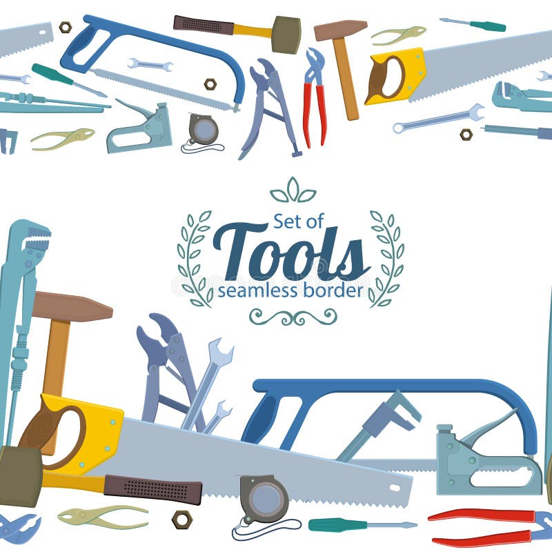 Seamless Horizontal Borders of Repair Tools Stock Vector - Illustration ...