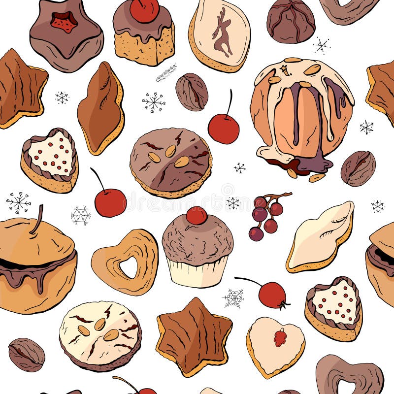 Seamless Pattern with Christmas Pastry. Endless Texture for Festive ...