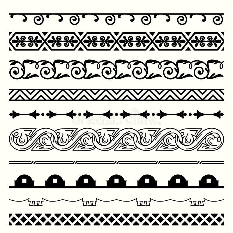 Seamless Horizontal Elements Set 15 Stock Vector - Illustration of ...
