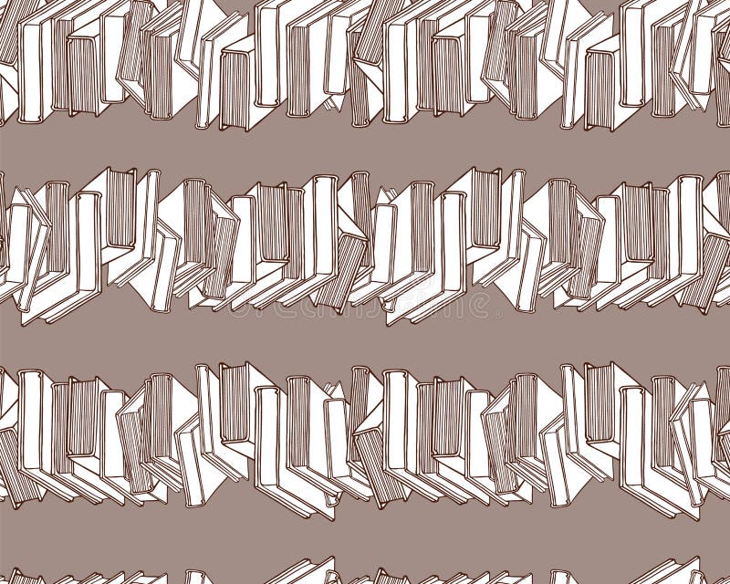 Seamless Horizontal Texture with Book. Pattern with Hand Drawn Books ...