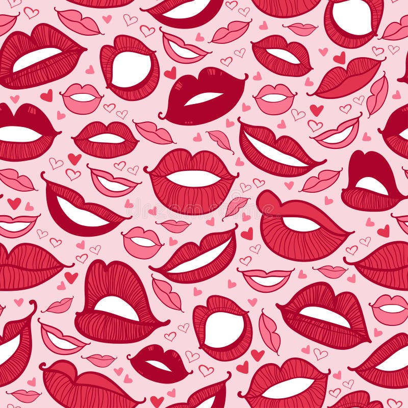 Seamless Hot Love Lips Illustration Stock Vector - Illustration of pink ...