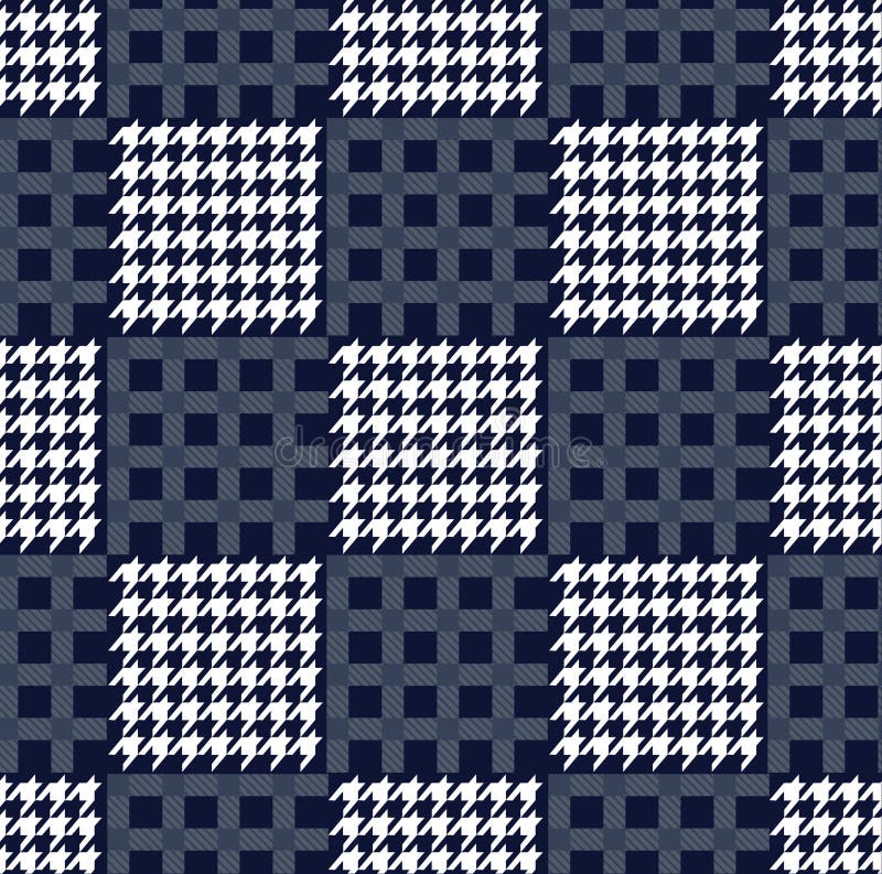 Seamless Hounds Tooth Checks Pattern on Navy Background Stock Vector ...
