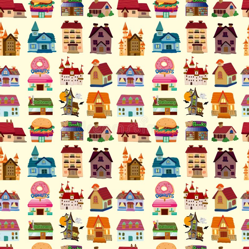 Seamless house pattern stock vector. Illustration of residential - 31115586