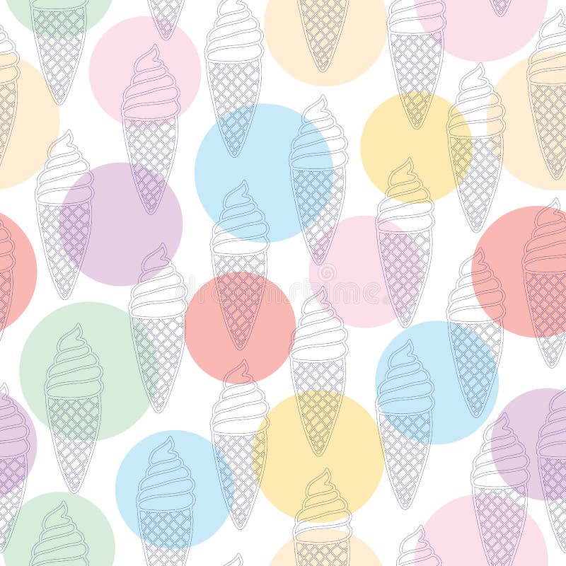Seamless Ice Cream Pattern with Colorful Circles Stock Vector ...