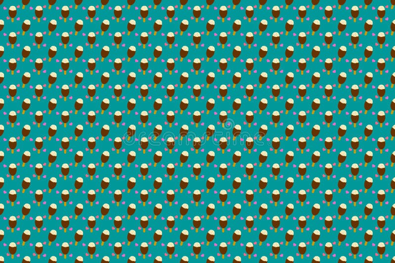 Seamless Ice Cream Pattern Wallpaper, Cute Pattern on Cyan Background ...
