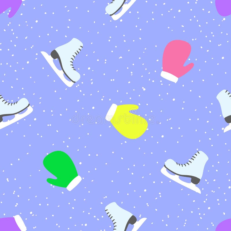 Seamless Ice Skating Boots and Gloves Pattern, Winter Theme Pattern ...