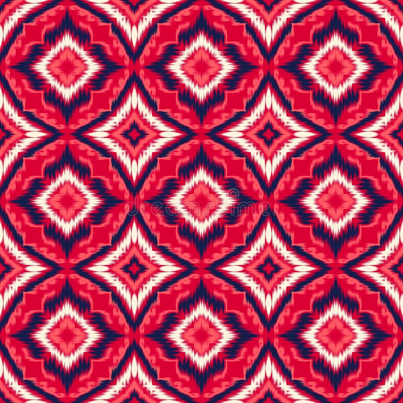Seamless Ikat Ethnic Traditional Textile Pattern Geometric Abstract