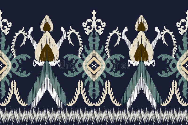 Seamless Ikat Pattern Repeats Handmade Textile Design. Stock ...