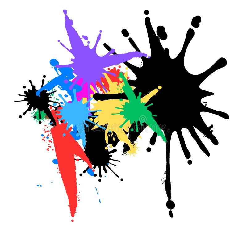 Seamless Illustration of Different Colored Paint Splattered on a White ...
