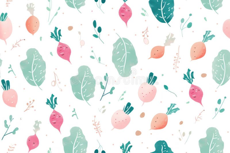 Pastel Vegetable Pattern on Transparent Stock Illustration ...