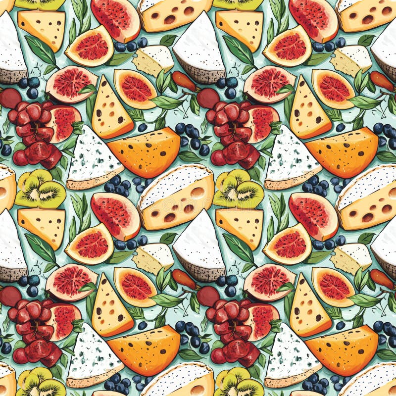 A Seamless Illustration and Playful Cheese Pattern Featuring Cheese ...