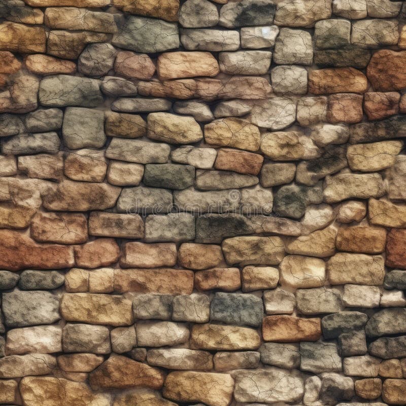 Rustic Stone Wall, Old Stone Texture, Digital Ai Stock Illustration ...