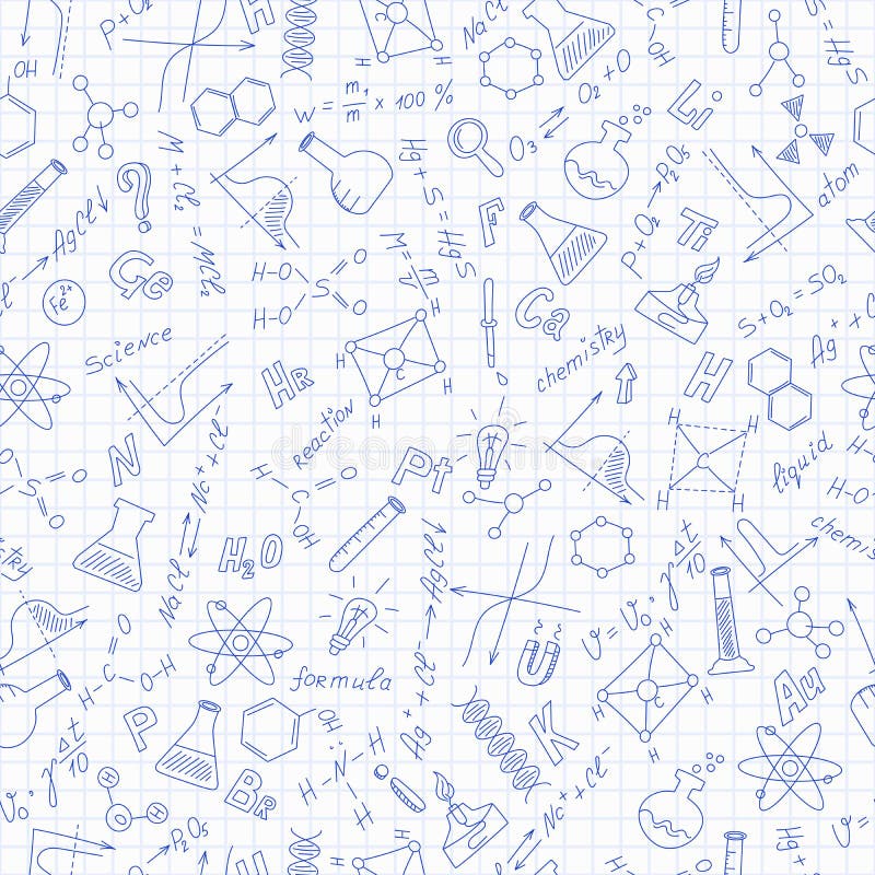 Seamless Illustration on the Study of Chemistry in High School, Hand ...