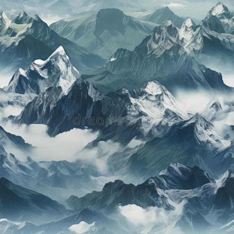 Seamless, Top View of Mountain Ranges Stock Image - Image of winter ...