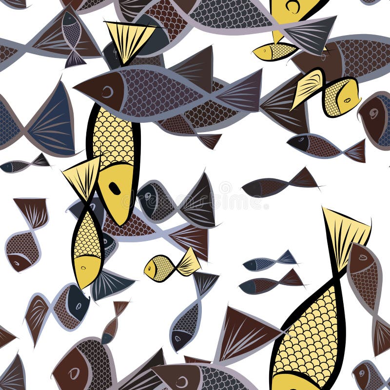Illustrations of Fish. Graphic, Hand-drawn, Details & Backdrop. Stock ...