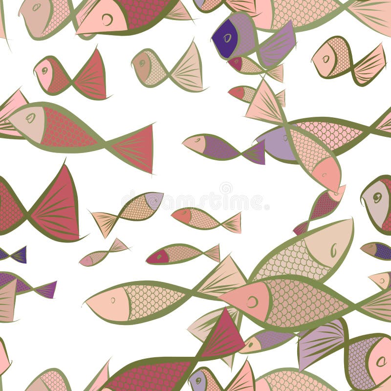 Seamless Illustrations of Fish. Texture, Pattern, Canvas & Set. Stock ...