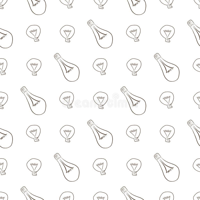 Seamless Illustrations of Light Bulb. Art, Creative, Thinking & Drawing ...