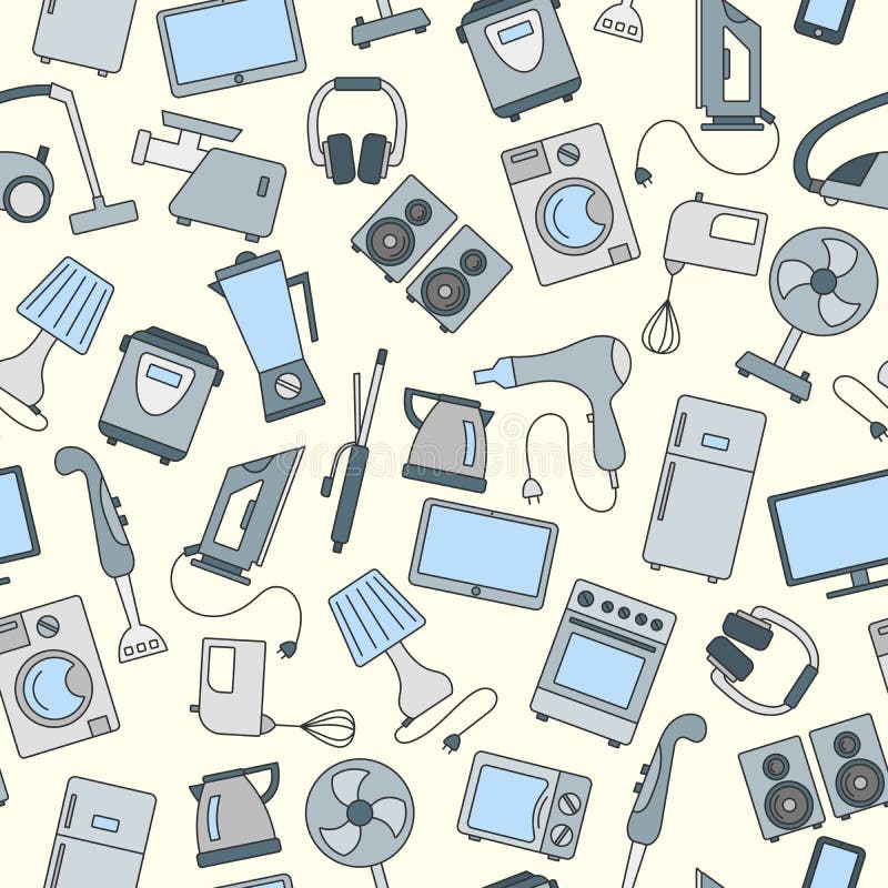 Seamless Image with Simple Icons on a Theme of Home Appliances and ...