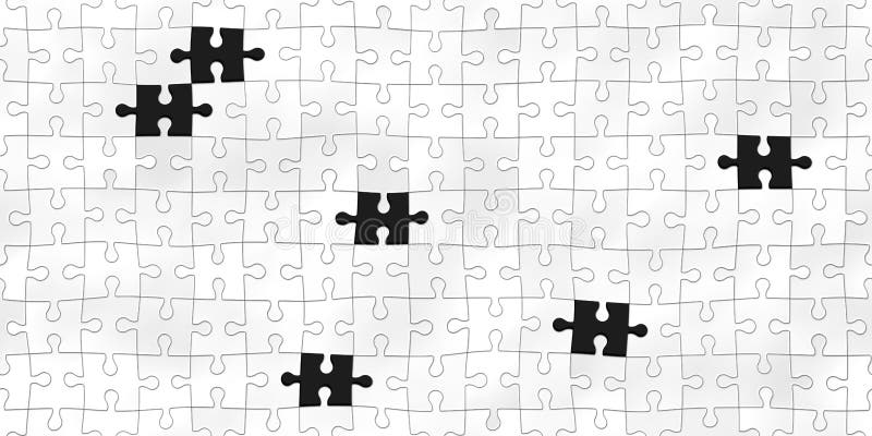 Seamless Incomplete Blank White Jigsaw Puzzle Background Pattern with ...