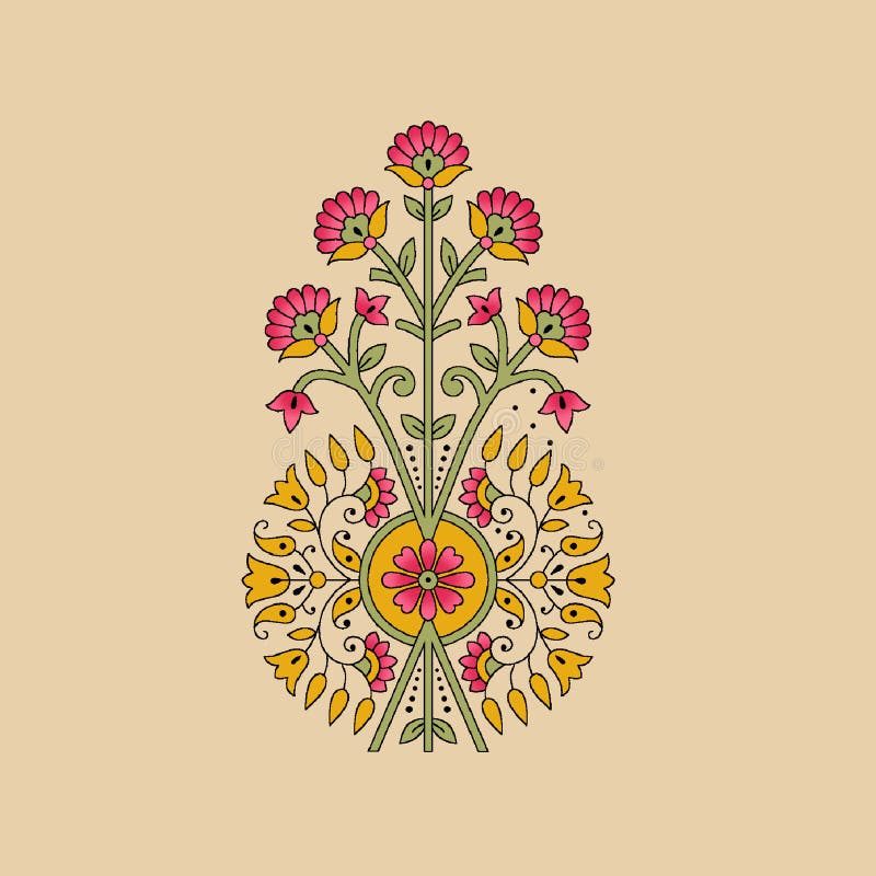 Mughal Art Work.indian Traditional Antique Gold Border Stock ...