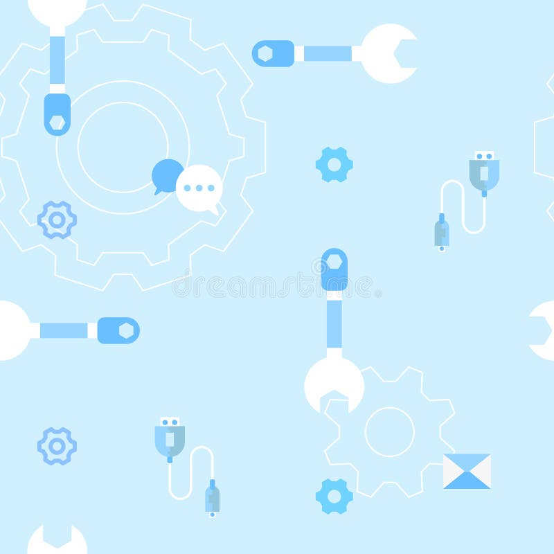 Seamless Information Technology with Wrench Icon and Gear Cog Repeat ...