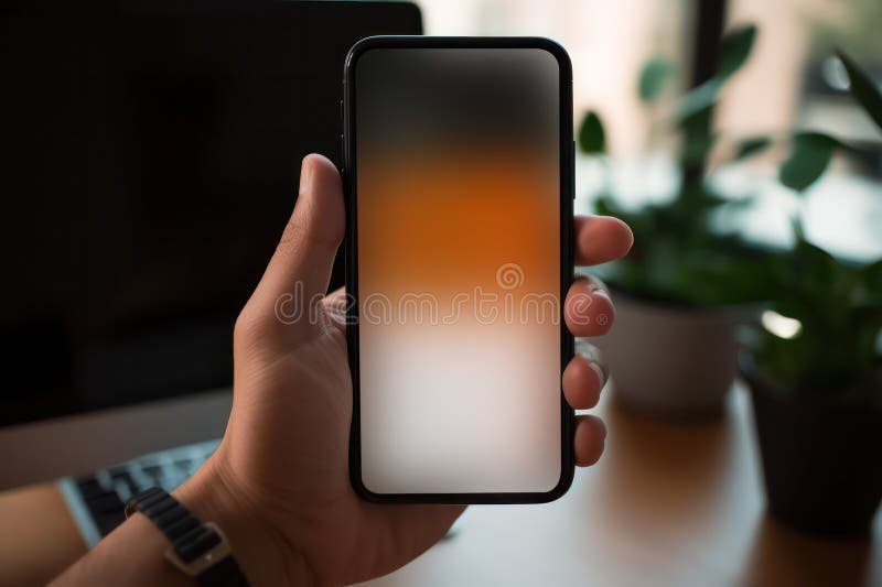 Seamless Integration: Hand Holds Smartphone with Blurred Screen Mockup ...