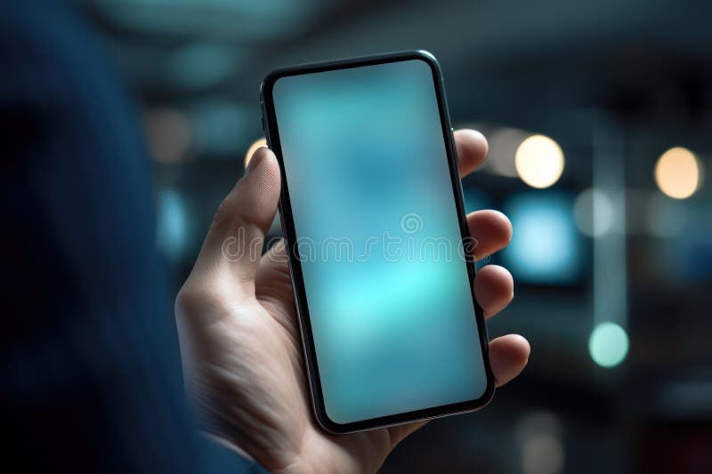 Seamless Integration: Hand Holds Smartphone with Blurred Screen Mockup ...