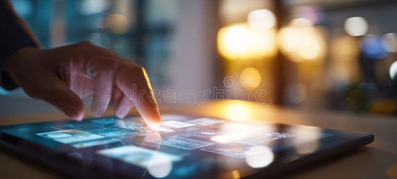 The Seamless Interaction of a Hand on a Tablet Screen in a Modern ...
