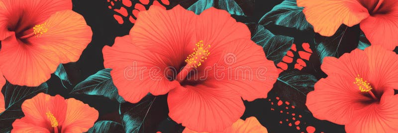 Seamless Interlocking Pattern of Stylized Hibiscus Flowers with African ...
