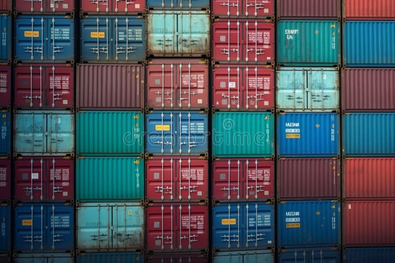 Seamless International Trade, Import-export Backdrop with Container ...