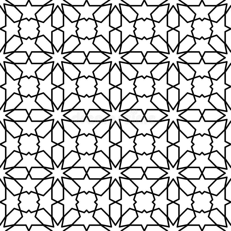 Arab Mosaic. Islamic Black And White Seamless Pattern. Stock Vector ...