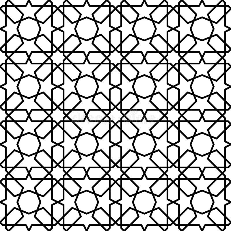 Seamless Islamic Pattern Black and White Vector Illustration Stock ...
