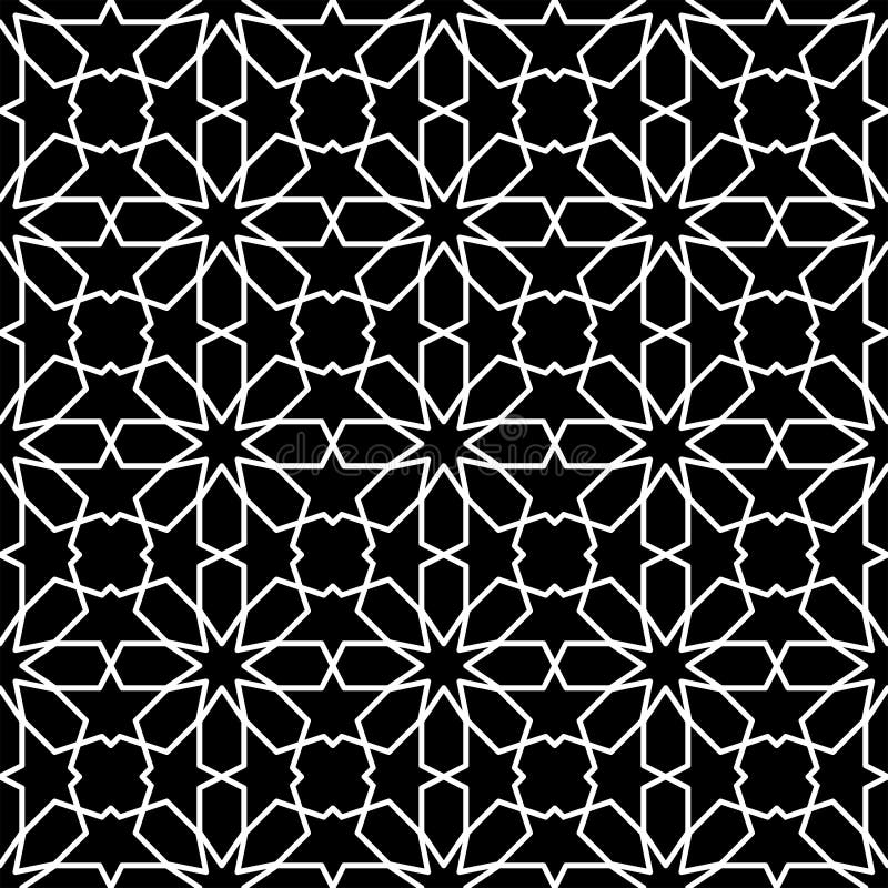 Seamless Islamic Pattern Black and White Vector Illustration Stock ...