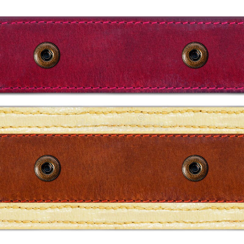 Seamless Isolated Photo of Leather Brown Colored Belts with Rivets ...